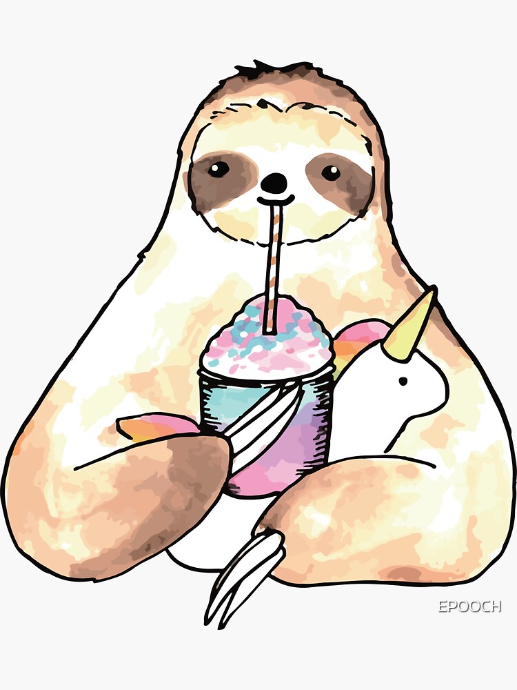 "Sloth and Unicorn: Slothicorn" Sticker by EPOOCH | Redbubble
