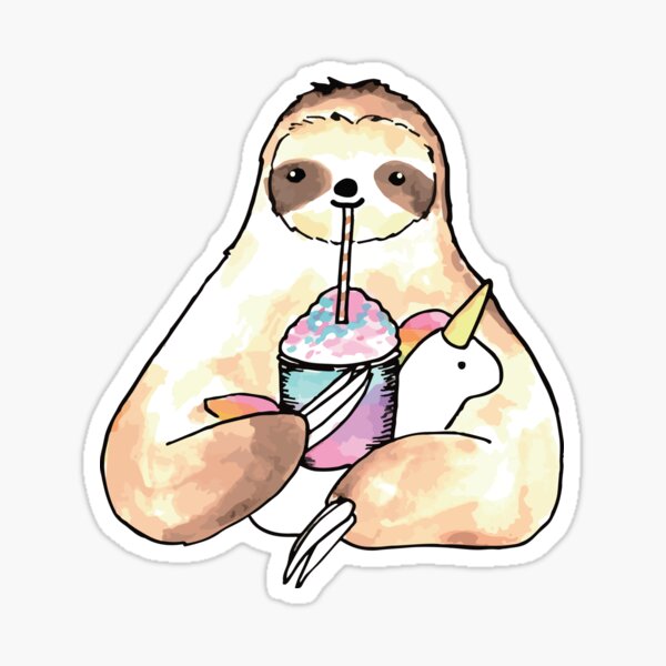 "Sloth and Unicorn: Slothicorn" Sticker by EPOOCH | Redbubble