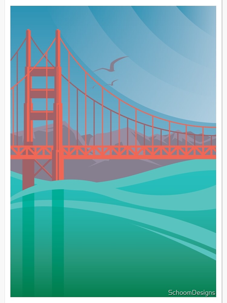 "Golden Gate Bridge Vintage Art Deco Style Design" Poster by ...