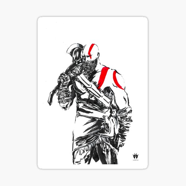 "God of War Kratos Half" Sticker by shydesign | Redbubble