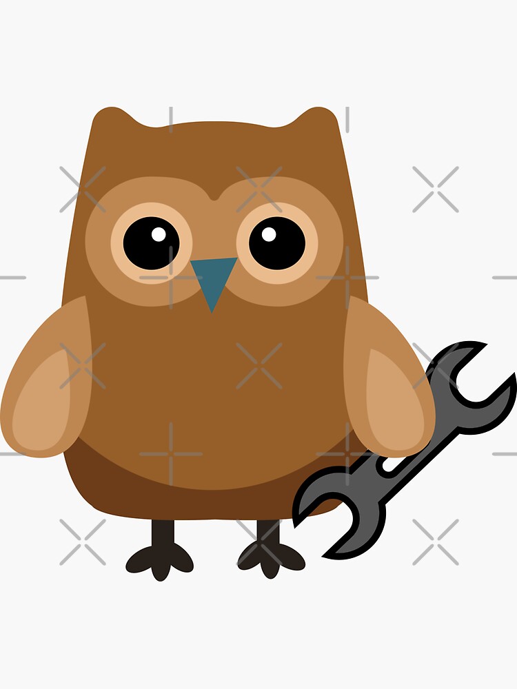 "Cute Brown Owl Engineer/Mechanic" Sticker for Sale by DesignsByDB ...