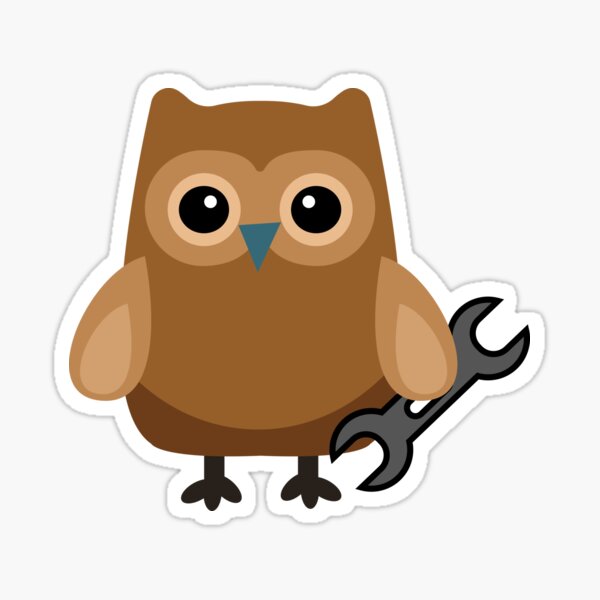 "Cute Brown Owl Engineer/Mechanic" Sticker for Sale by DesignsByDB ...