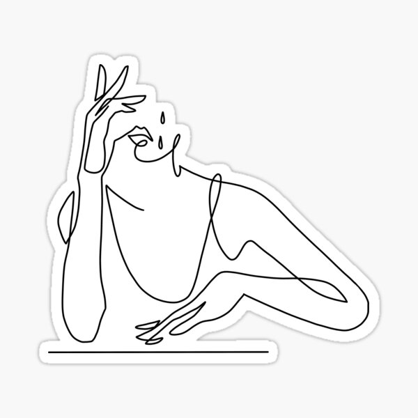 "Crying girl one line artwork " Sticker for Sale by LinearLineArt ...