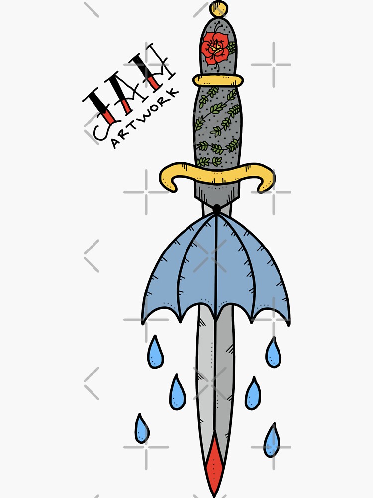 "Rain and dagger" Sticker for Sale by JAHartworkStore | Redbubble