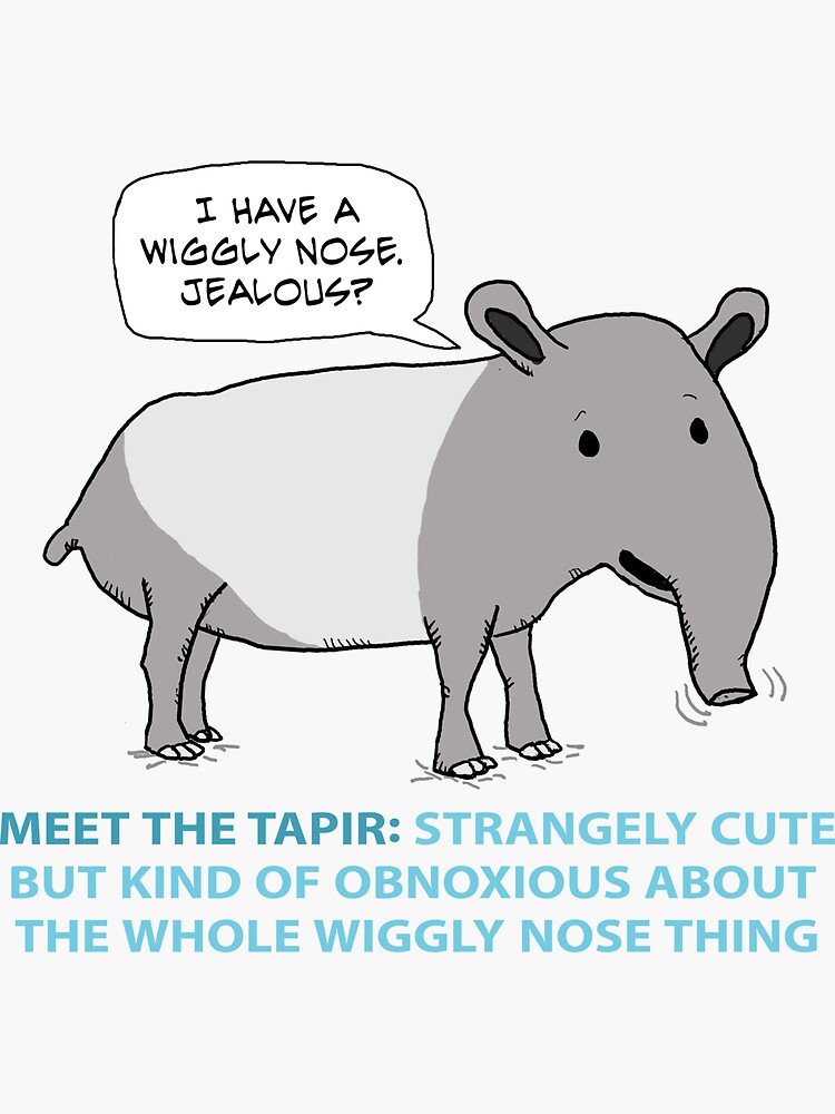"Cute Tapir Has a Wiggly Nose" Sticker by capscratch | Redbubble