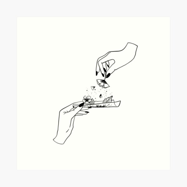"Floral cigarette smoking line art " Art Print for Sale by ...