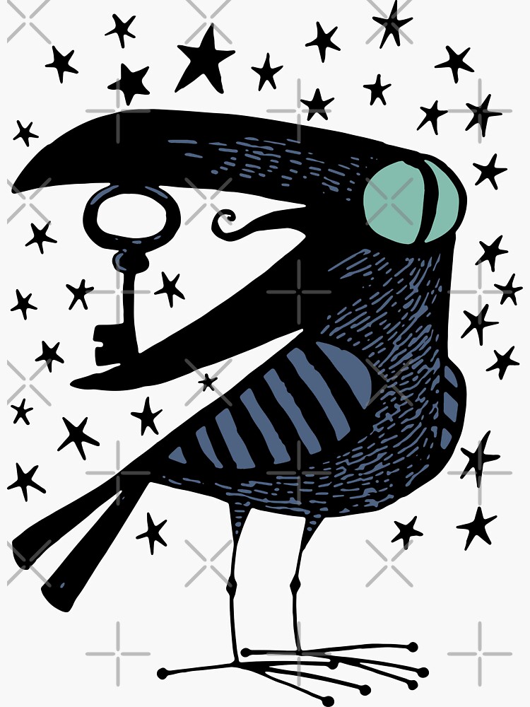 "crow has a key" Sticker by duxpavlic | Redbubble