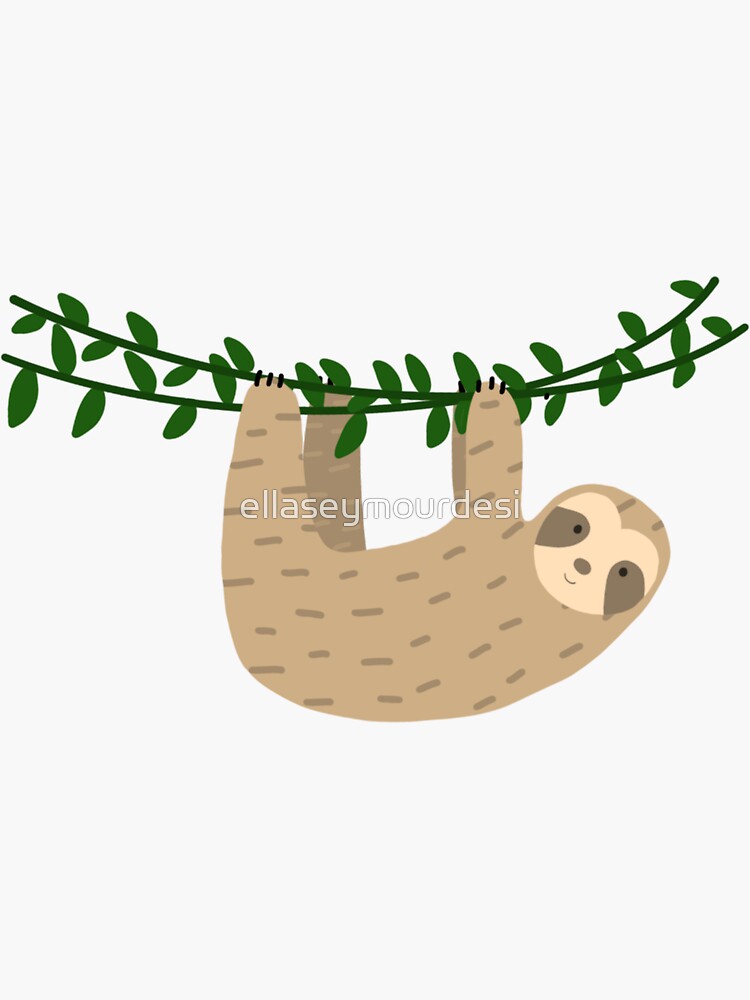 "Hanging Sloth" Sticker by ellaseymourdesi | Redbubble