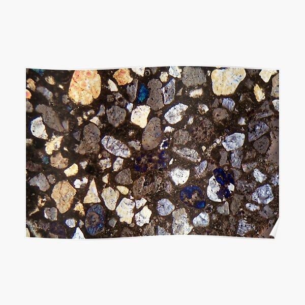 "Thin section of concrete under a microscope and in cross polarized ...