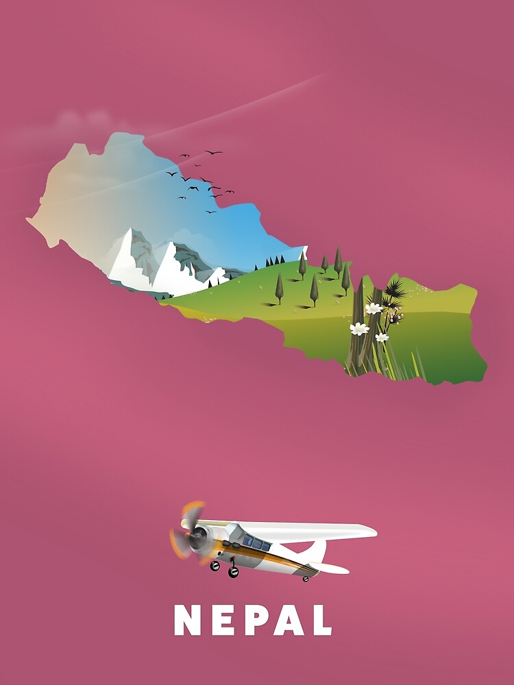 "Nepal illustrated map " Photographic Print by vectorwebstore | Redbubble