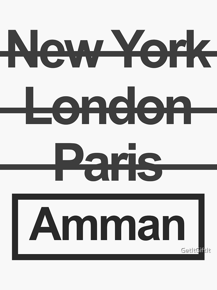 "Amman Jordan City Text design" Sticker for Sale by GetItGiftIt | Redbubble