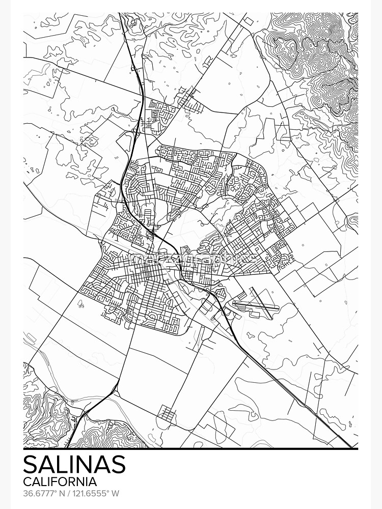 Lámina artística «Mapa de Salinas, arte de la pared con impresión de ...