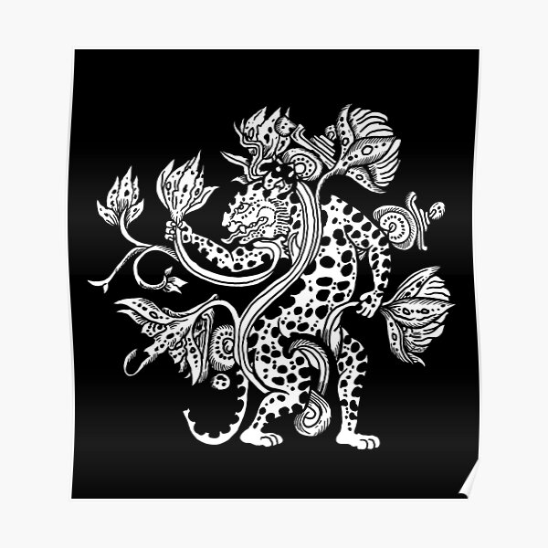 "Mayan Jaguar with Lotus" Poster by ZugArt | Redbubble