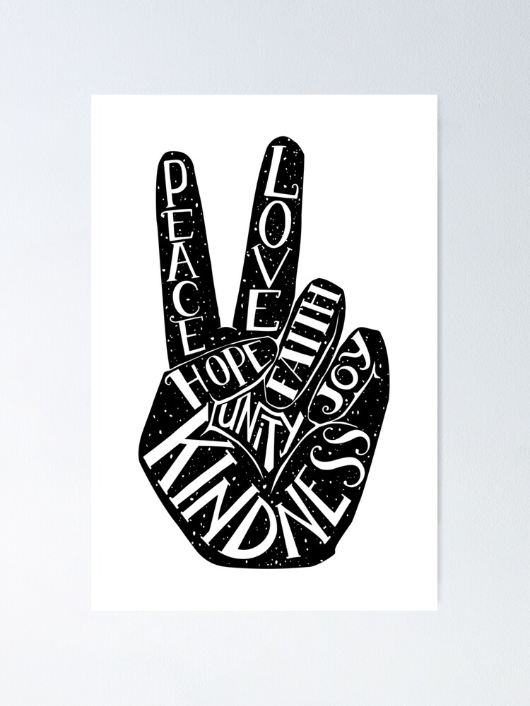 "Peace Sign with words Peace, Love, Faith, Joy, Hope, Kindness, Unity ...