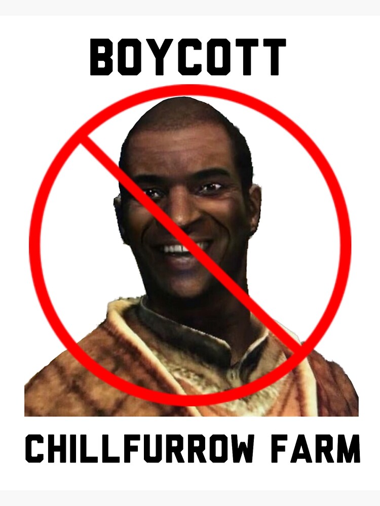"boycott chillfurrow farm" Sticker for Sale by kirbyeet | Redbubble