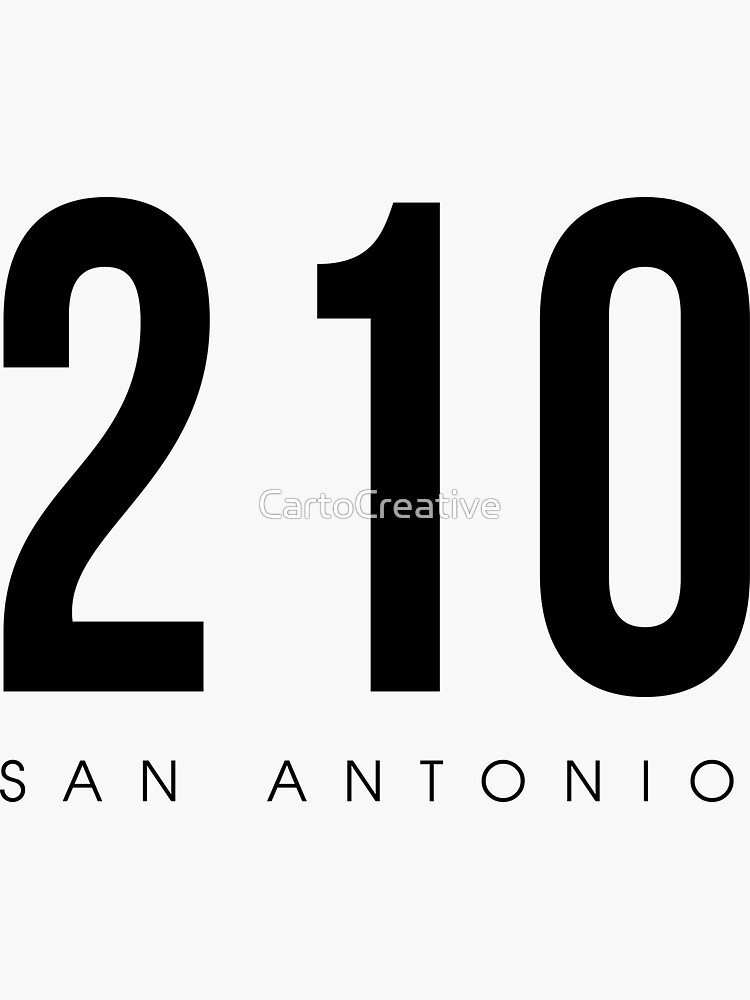 "San Antonio, TX - 210 Area Code design" Sticker for Sale by ...
