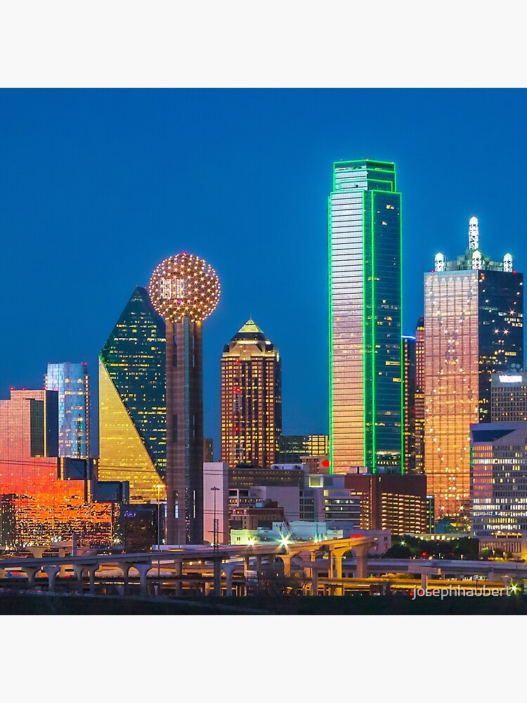 Dallas Skyline Colorful Sunset Reflection Premium Matte Vertical Poster ...