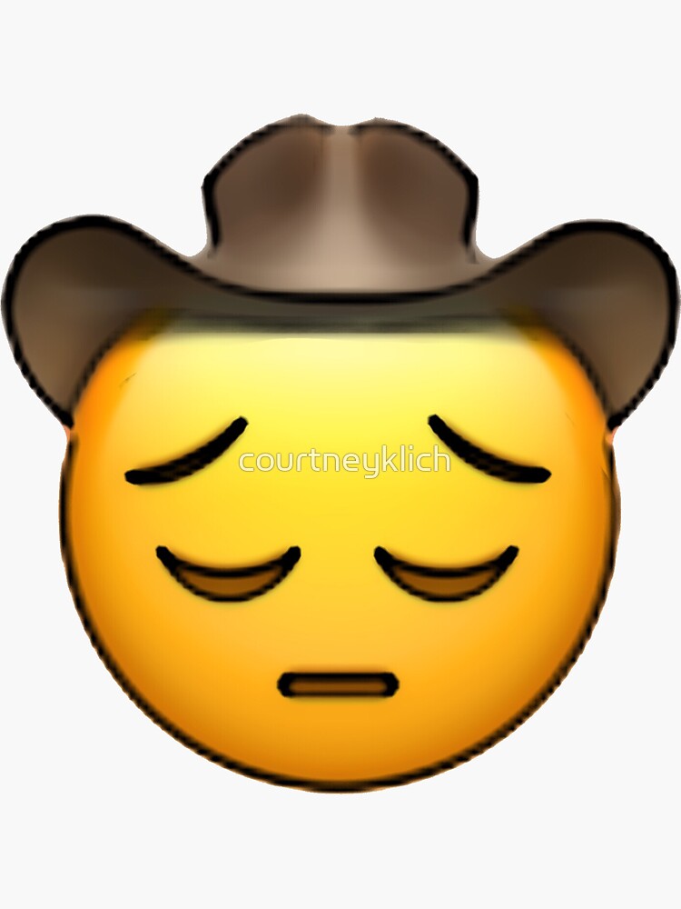"Sad Cowboy Emoji" Sticker for Sale by courtneyklich | Redbubble