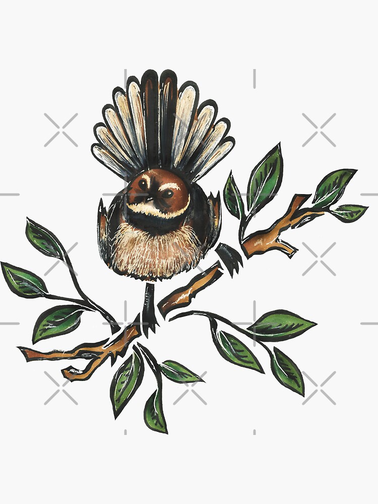 "Fantail Bird" Sticker for Sale by CasValli | Redbubble