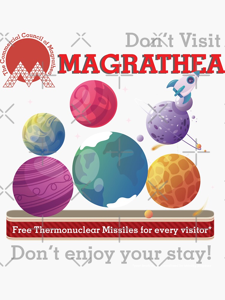 "Don't Visit Magrathea" Sticker for Sale by McPod | Redbubble