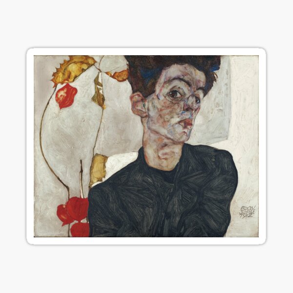 "Egon Schiele - Self-Portrait with Physalis" Sticker for Sale by ...
