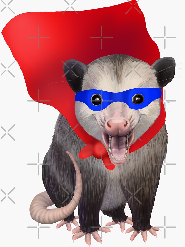 "Super Hero Possum - Opossum in a cape" Sticker for Sale by Mehu ...