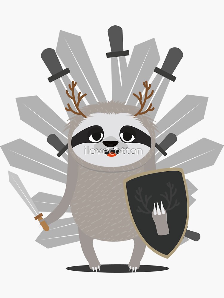 "Medieval Sloth Knight with swords medieval - Design" Sticker for Sale ...