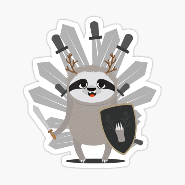 "Medieval Sloth Knight with swords medieval - Design" Sticker for Sale ...