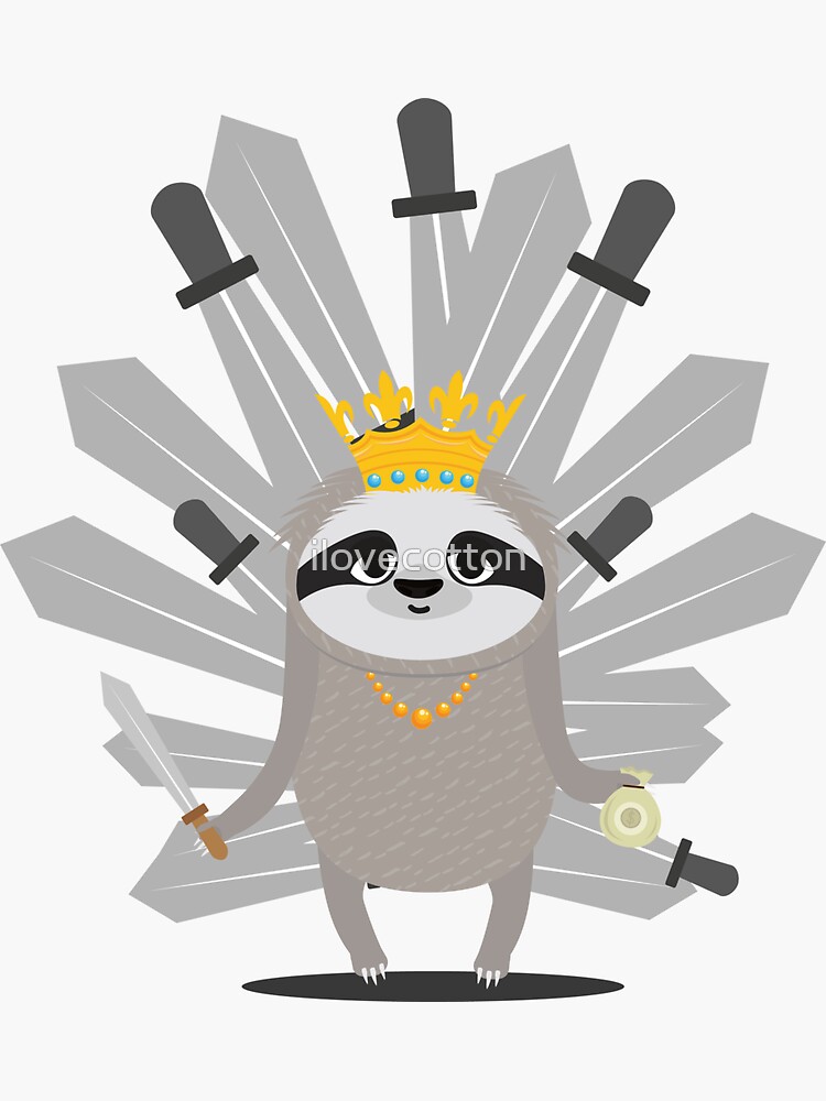 "Medieval Sloth King with swords medieval - Design" Sticker for Sale by ...