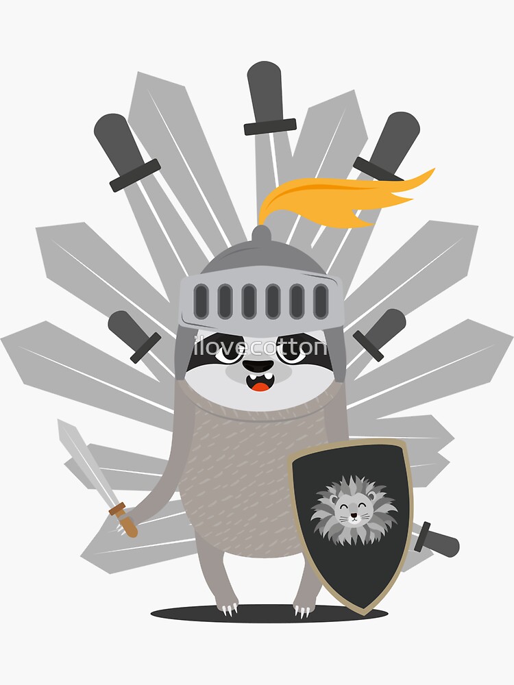 "Medieval Sloth King with swords medieval - Design" Sticker for Sale by ...
