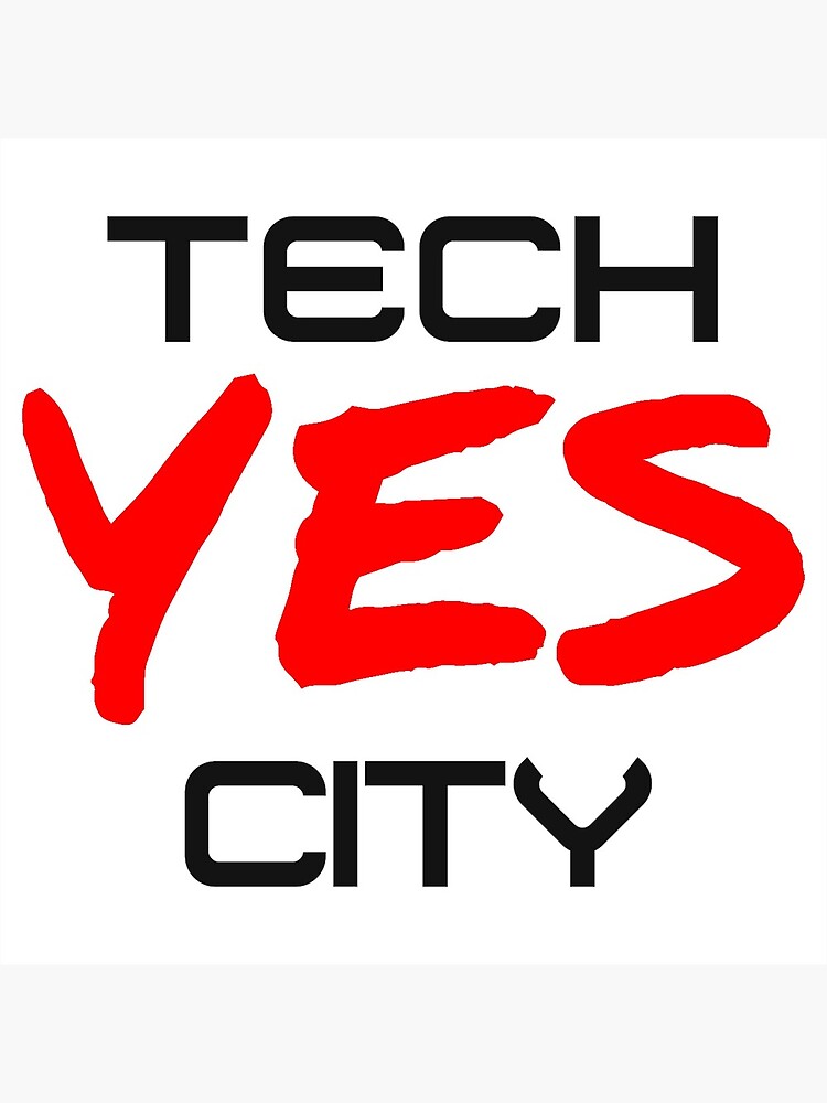 "Tech YES City - White Black and Red Logo" Art Print for Sale by ...