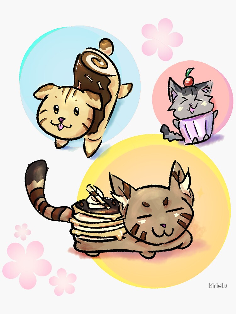 "Cat-Cakes" Sticker for Sale by kirielu | Redbubble