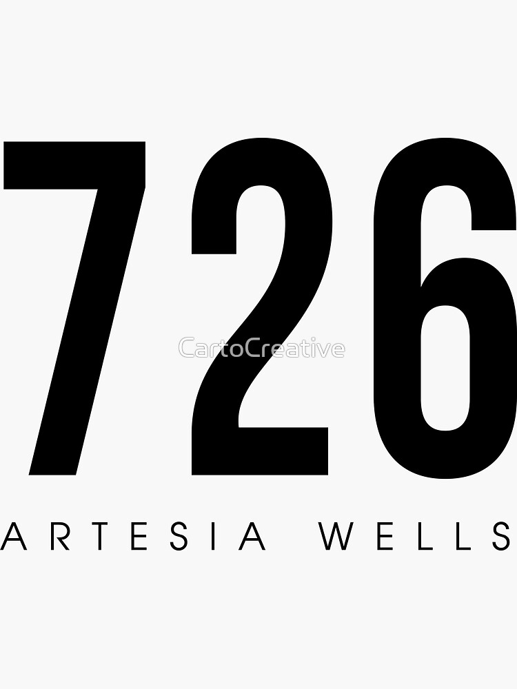 "Artesia Wells, TX - 726 Area Code design" Sticker for Sale by ...