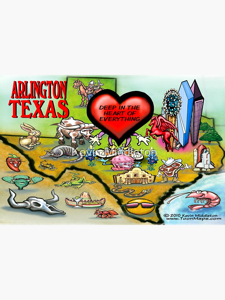 "Arlington Texas Cartoon Map" Poster by kevinmiddleton | Redbubble