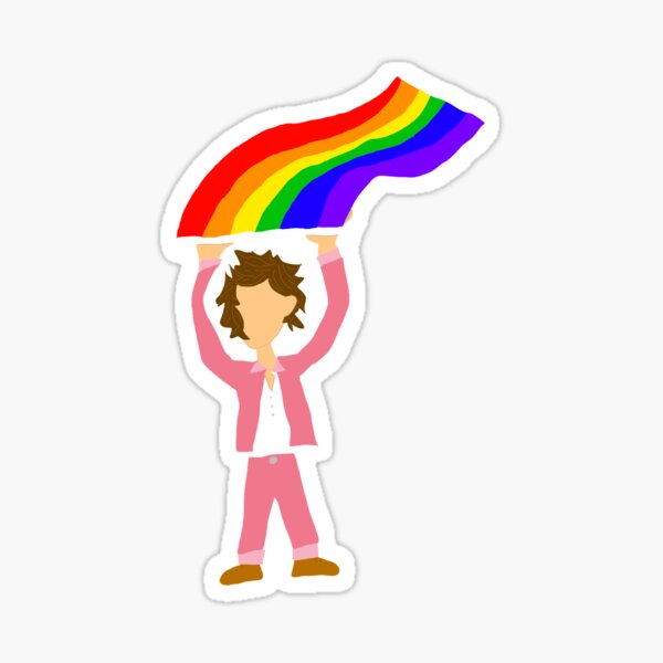 "harry styles with LGBTQ+ pride flag" Sticker by crystalb921 | Redbubble