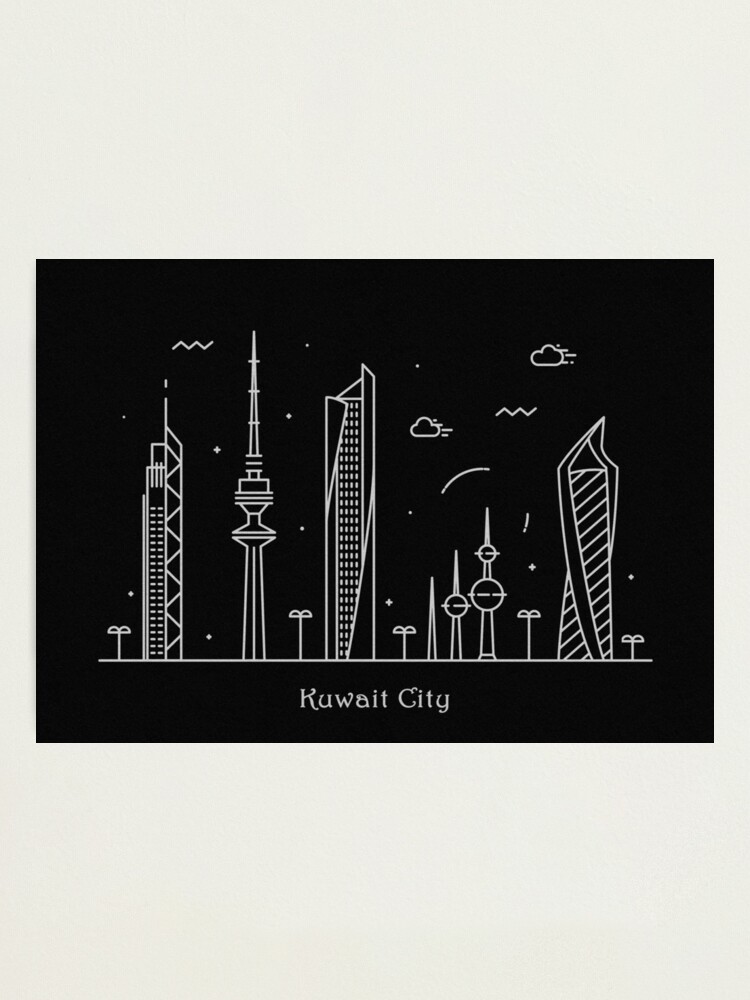 Lámina fotográfica «Póster de arte de la línea mínima de Kuwait City ...