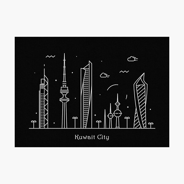 Lámina fotográfica «Póster de arte de la línea mínima de Kuwait City ...