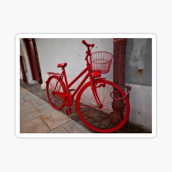 "Red bicycle" Sticker for Sale by Dubbra | Redbubble
