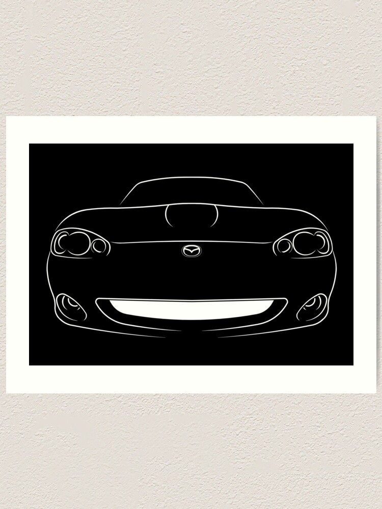 "Mazda Miata MX-5 NB - front stencil, white" Art Print by mal ...