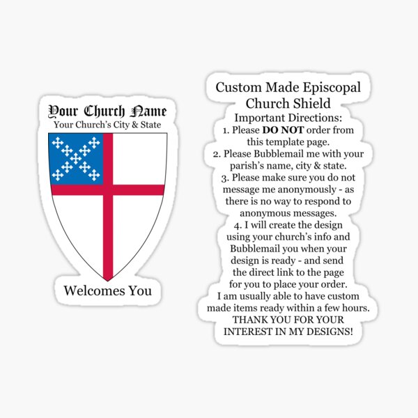 "Personalized Parish Episcopal Church Shield Welcomes You +++PLEASE ...