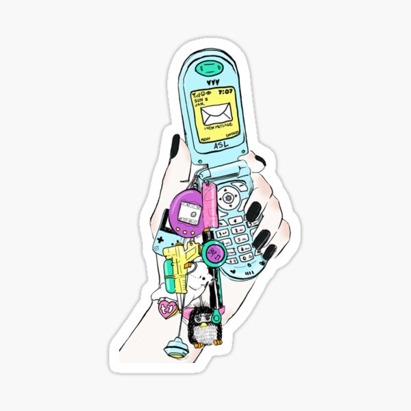 "Retro Phone Sticker" Sticker for Sale by haileyleonard | Redbubble