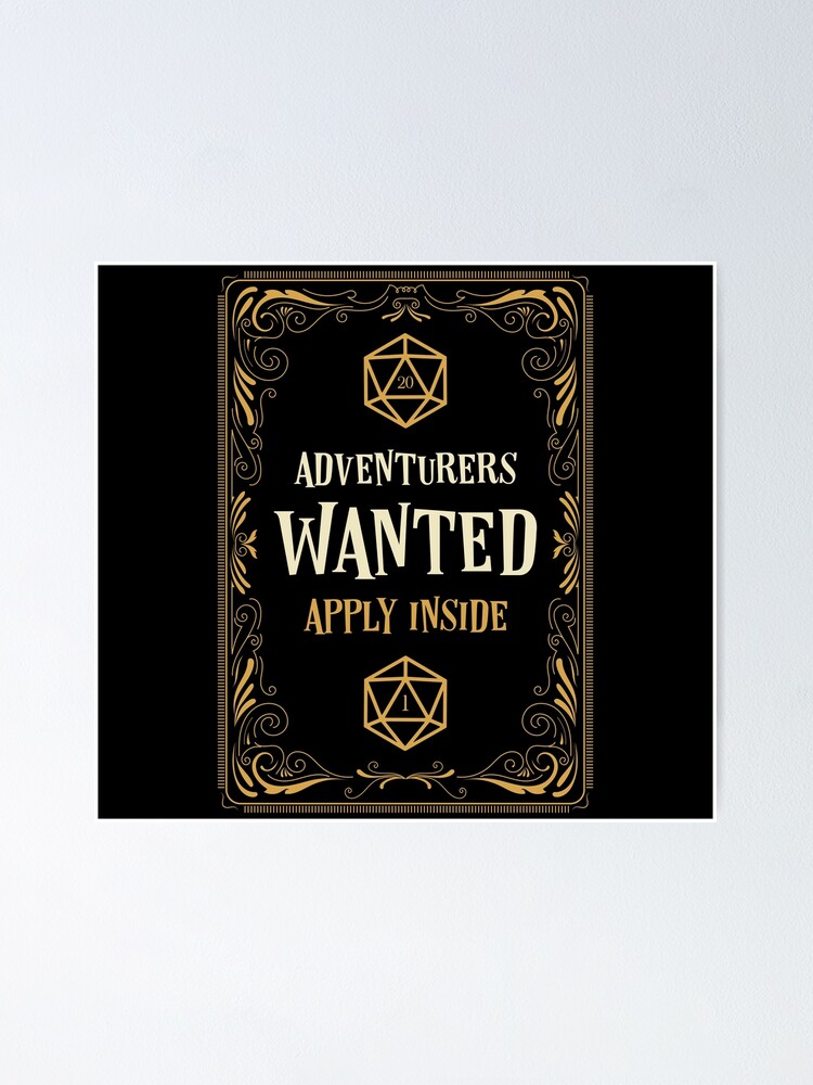 "Adventurers Wanted Apply Inside RPG" Poster for Sale by pixeptional ...
