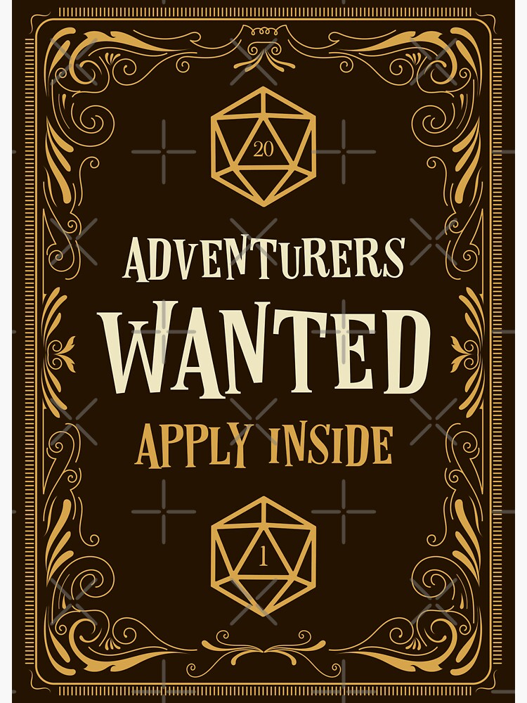 "Adventurers Wanted Apply Inside RPG" Sticker for Sale by pixeptional ...