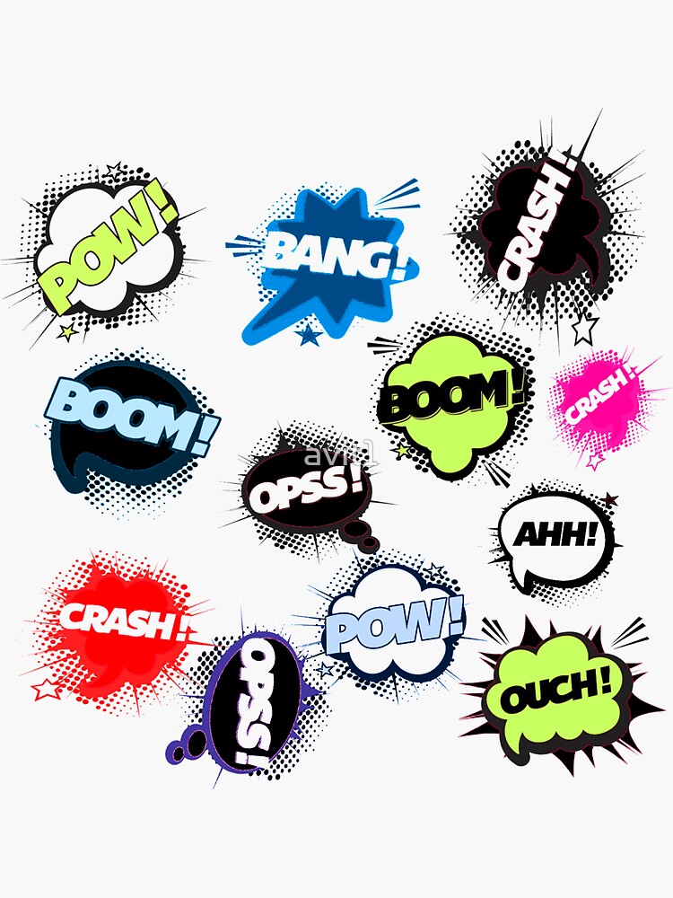 "Comic book sound effects, fx, boom, ouch, crash, ahh, pow, cool fun ...