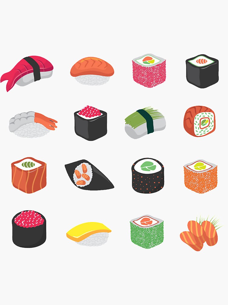 "Sushi Sticker Pack" Sticker for Sale by tullabee | Redbubble
