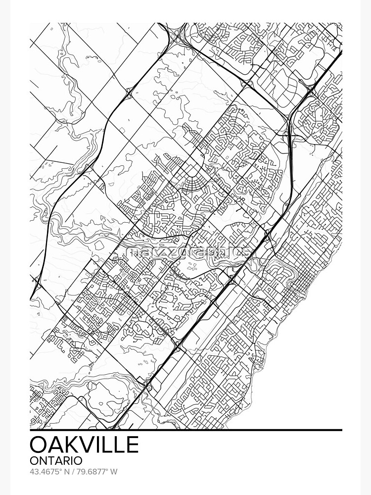 "Oakville map poster print wall art, Ontario gift printable, Home and ...