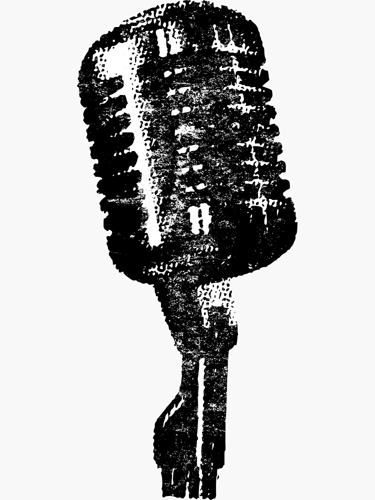 "Vintage Microphone Radio Singing Voice Art" Sticker by ClothedCircuit ...