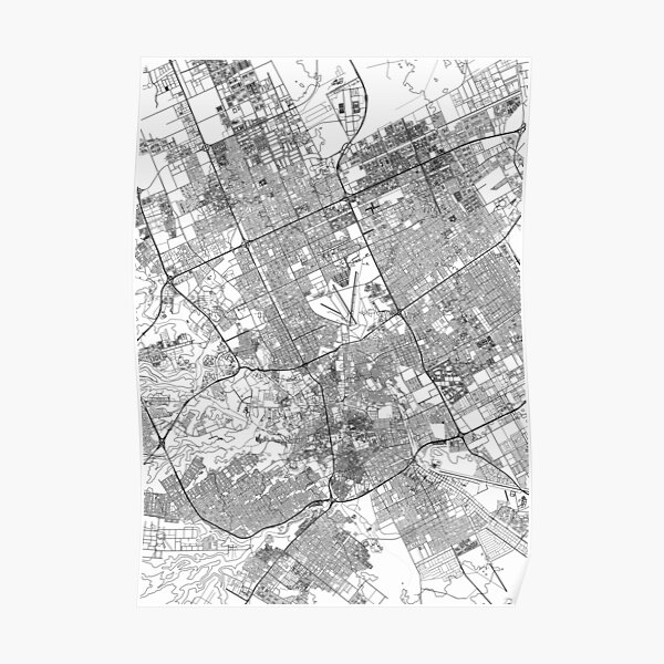 Póster «Mapa de Riyadh arte de la pared del cartel impresión, Arabia ...
