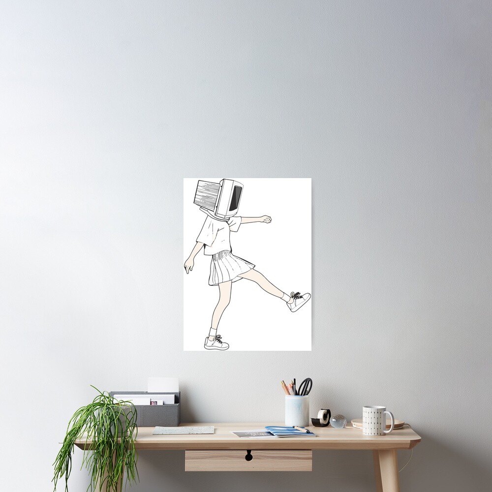 "Coder girl computer head" Poster for Sale by avogel | Redbubble