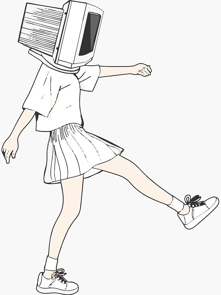"Coder girl computer head" Sticker for Sale by avogel | Redbubble